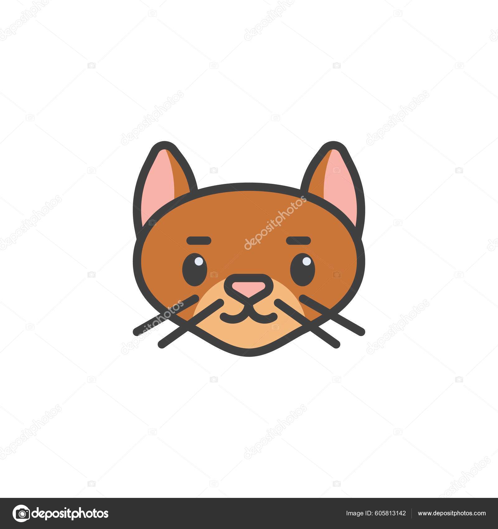 Cartoon Cat Face Filled Outline Icon Line Vector Sign Linear Stock ...