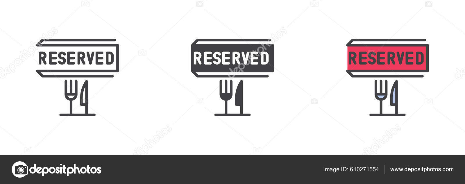 Reserved Restaurant Table Different Style Icon Set Line Glyph Filled ...