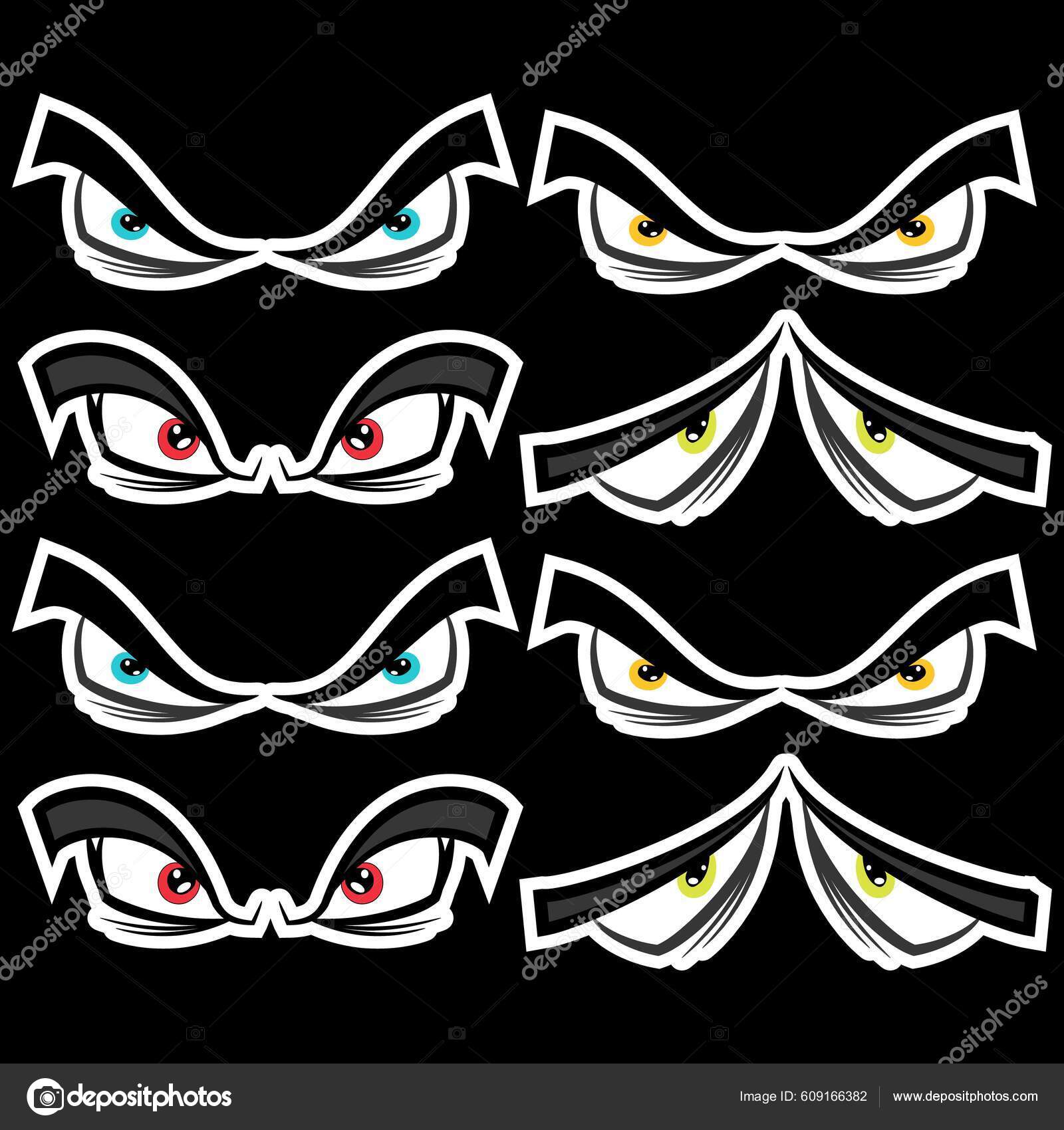 Illustration Vector Set Bad Eyes Black Background Fashion Design Stock ...