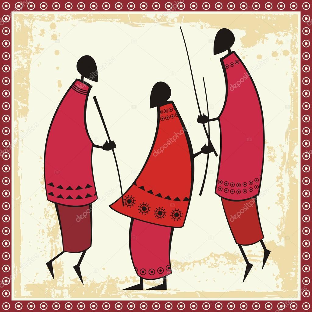 Vector African Masai Warriors Illustrations — Stock Vector © clipart ...