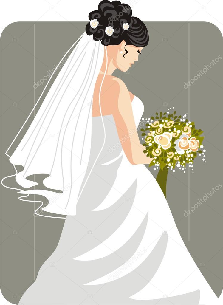 Beautiful Bride Vector Illustration — Stock Vector © clipart-design ...