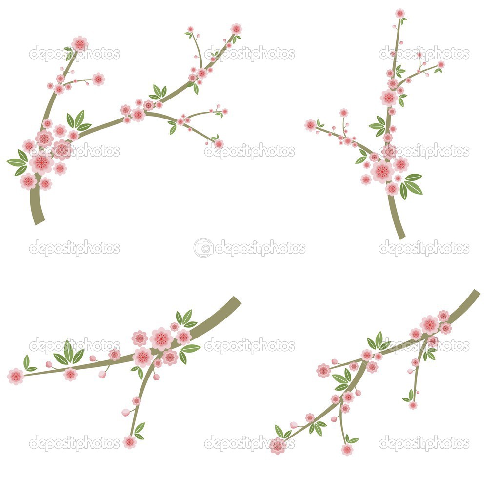 Branch design set in a single style, vector illustration series. Stock ...