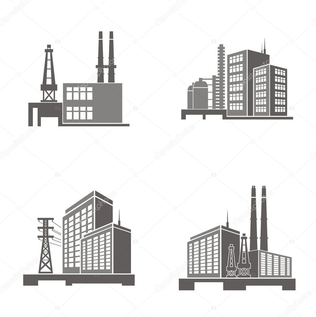 Vector illustrations of industrial buildings. — Stock Vector © clipart ...