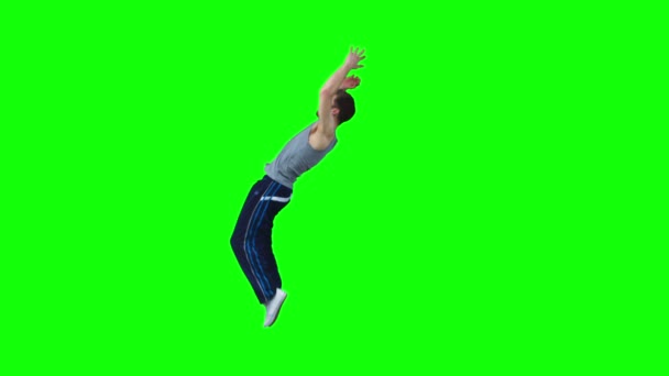 Man in slow motion performing a back-flip — Stock Video ...