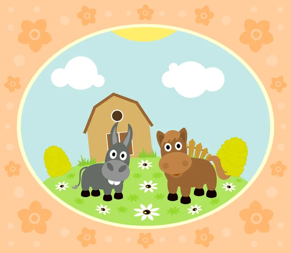 Farm background with animals — Stock Vector © dicrafstman #23583745