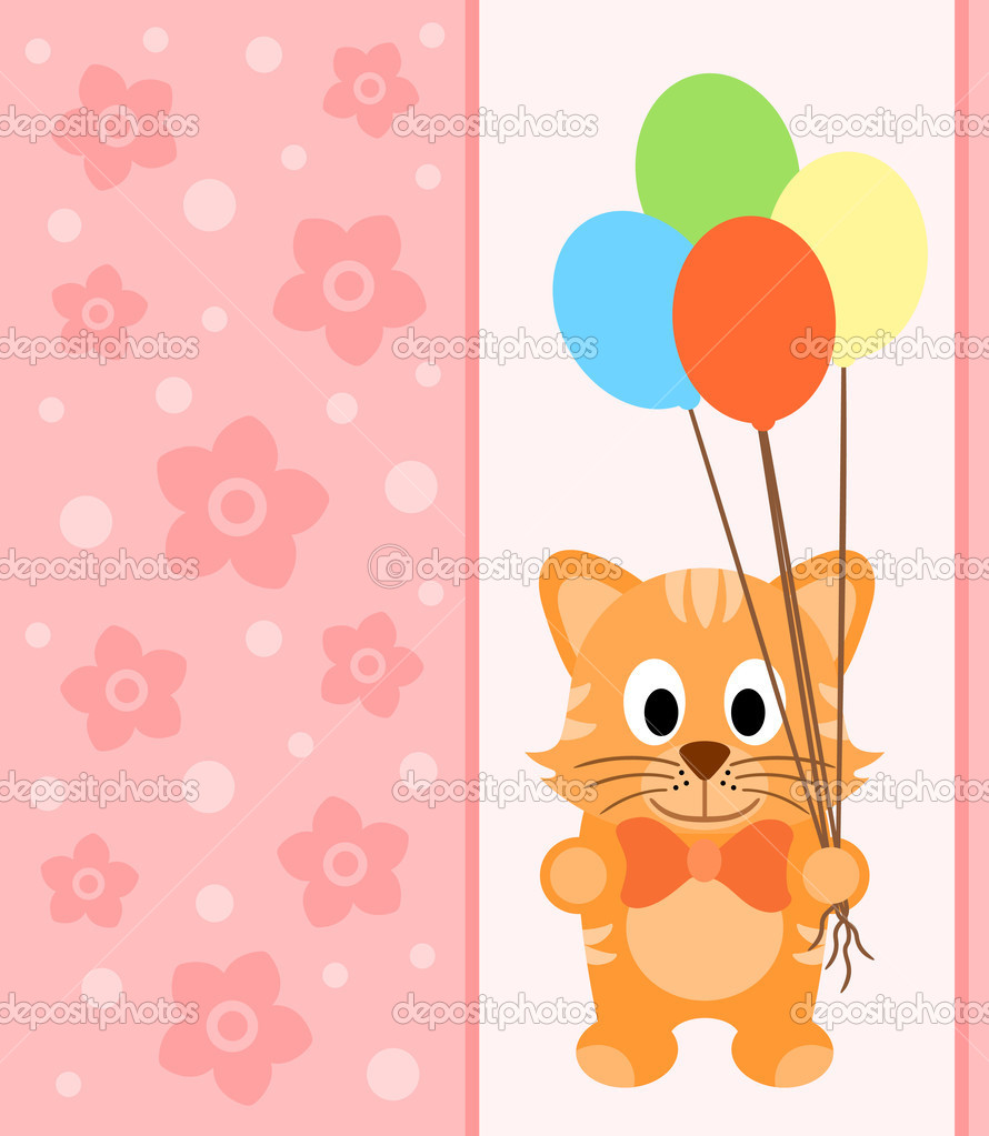 Background card with cat Stock Vector Image by ©dicrafstman #24578931