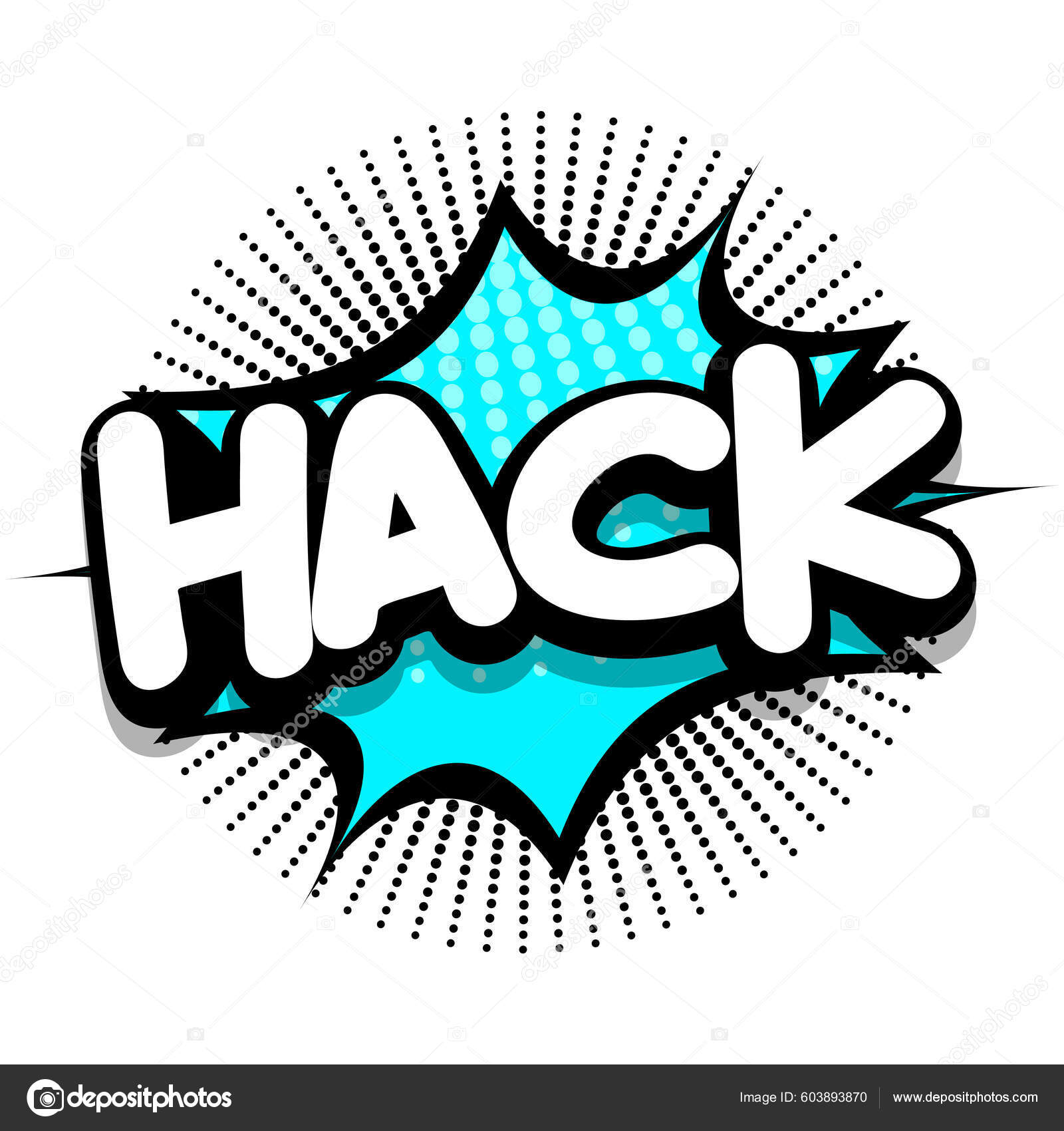 Hack Comic Book Speech Explosion Bubble Vector Art Illustration Comic ...