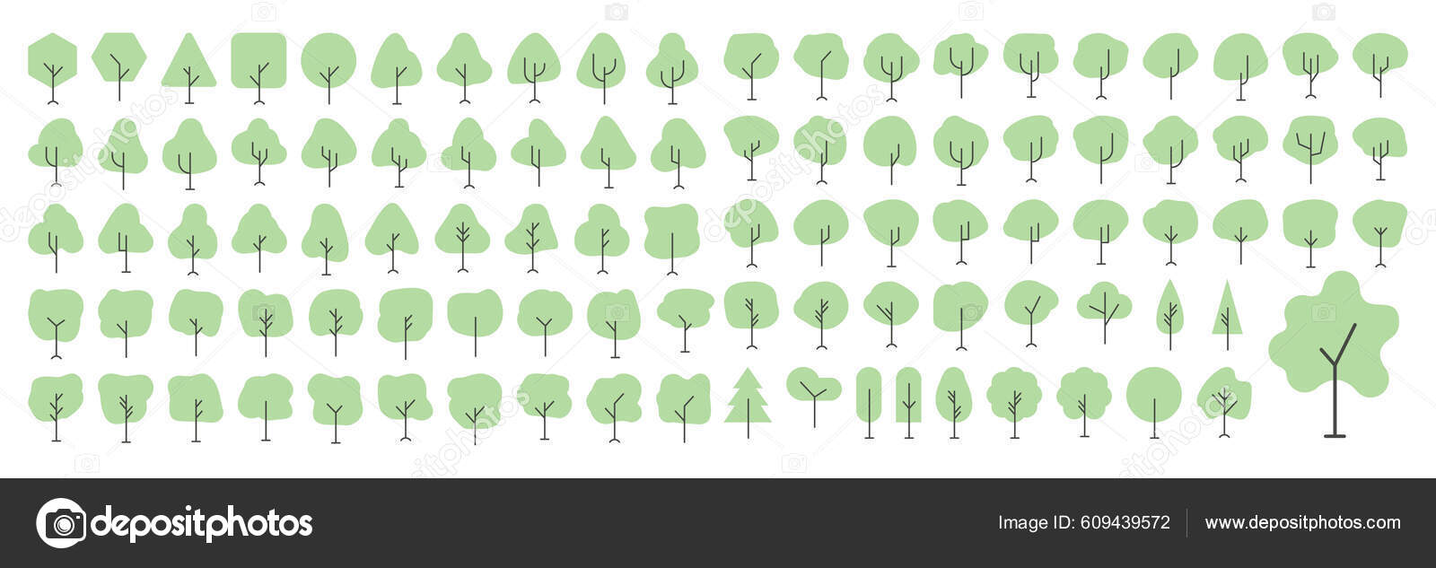 Vector Flat Icons Collection Tree Vector Flat Pictograms Isolated White ...