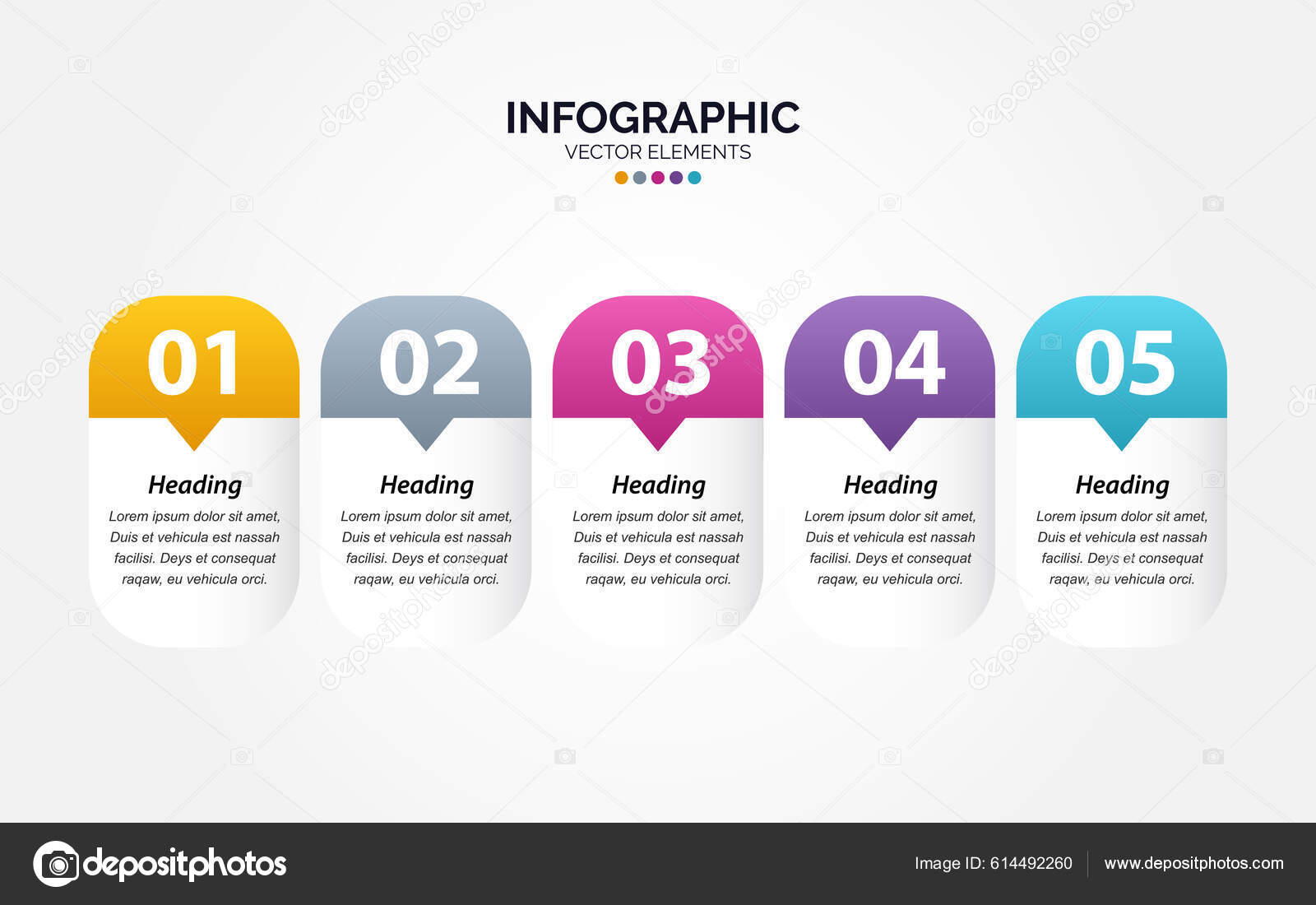 Templat Bagan Garis Waktu Bisnis Horizontal Infografis Langkah Vektor ...