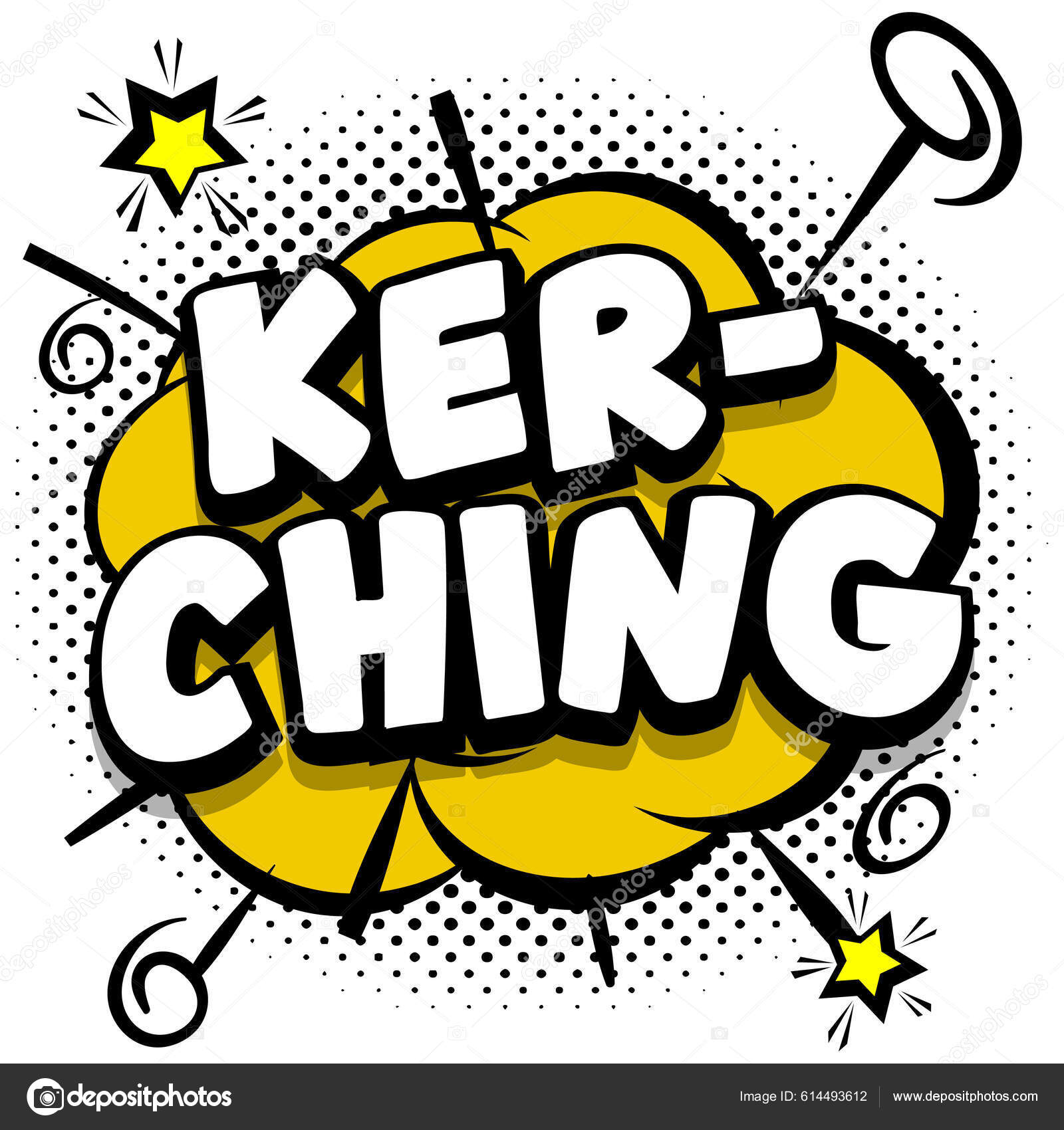 Ker Ching Plantilla Cómica Brillante Con Burbujas Voz Marcos Coloridos ...