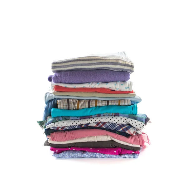 Big Stack Of Folded Clothes Isolated On White Stock Photo by ...