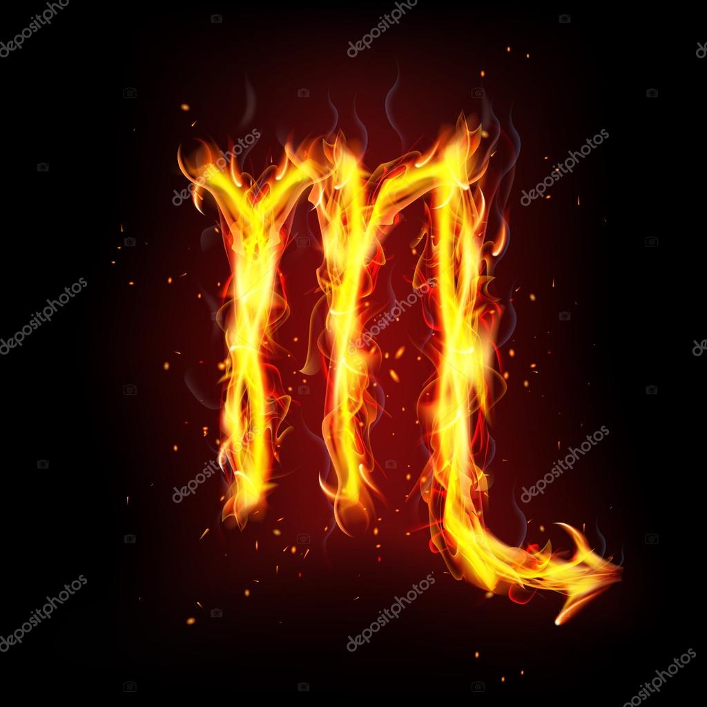 Zodiac sign for Scorpio in fire flames Stock Vector Image by ©valveat ...