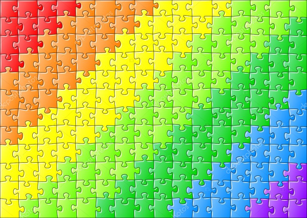 Jigsaw puzzle in rainbow colors — Stock Vector © antimartina #23155040