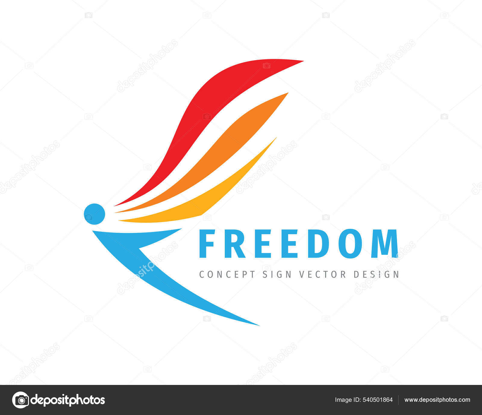 Freedom Concept Business Logo Design Human Wings Creative Sign ...