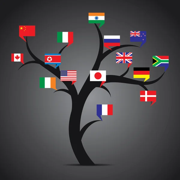 Leaf flags of Asia in tree design. — Stock Vector © delpieroo #51128143