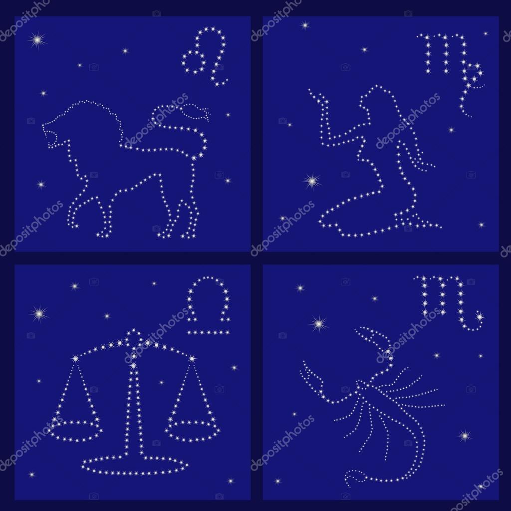 Four Zodiac signs: Leo, Virgo, Libra, Scorpio — Stock Vector © natreal ...