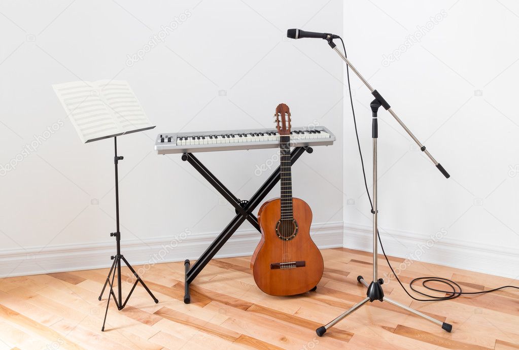 Musical instruments in a room — Stock Photo © StudioLightAndShade #34564037