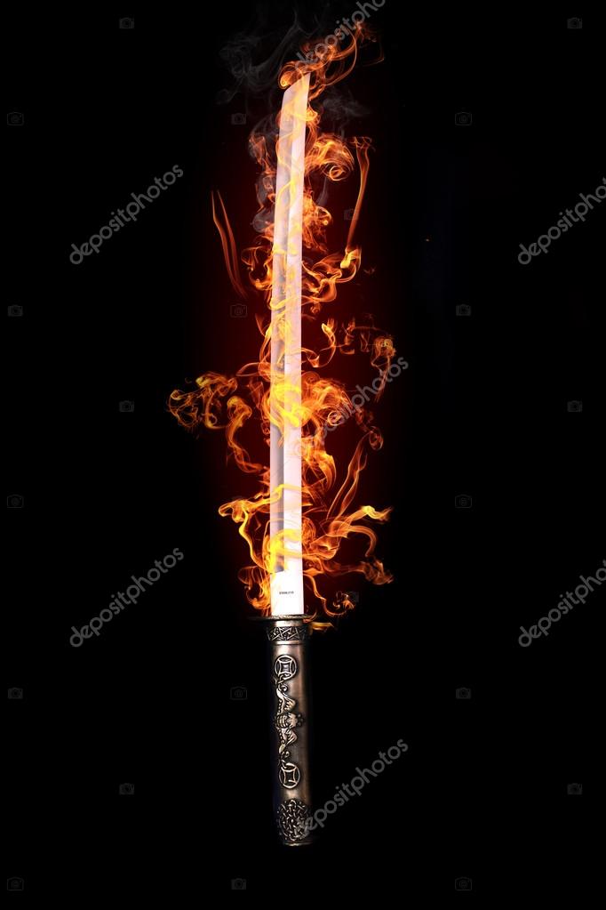 Japanese sword in flames — Stock Photo © dynamicfoto #25984725
