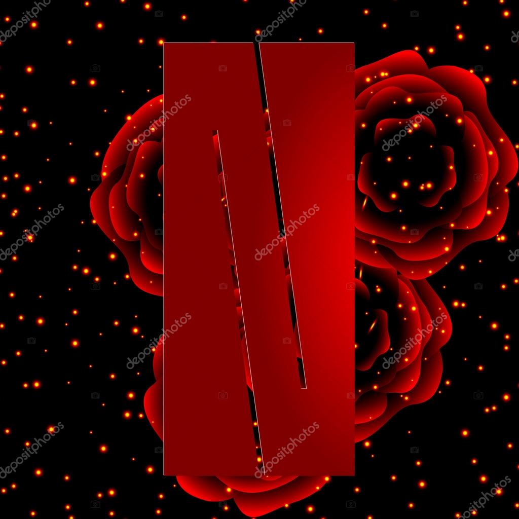 Alphabet on a background of red roses Letter N Stock Vector by ©kadevo ...
