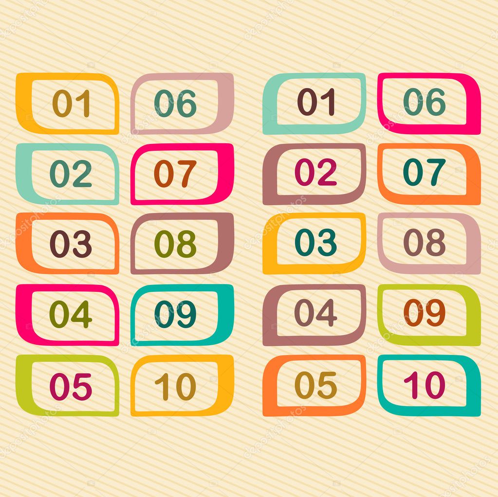 Angka-angka berwarna dalam bingkai Vektor Stok oleh ©Chorniy10 30104411