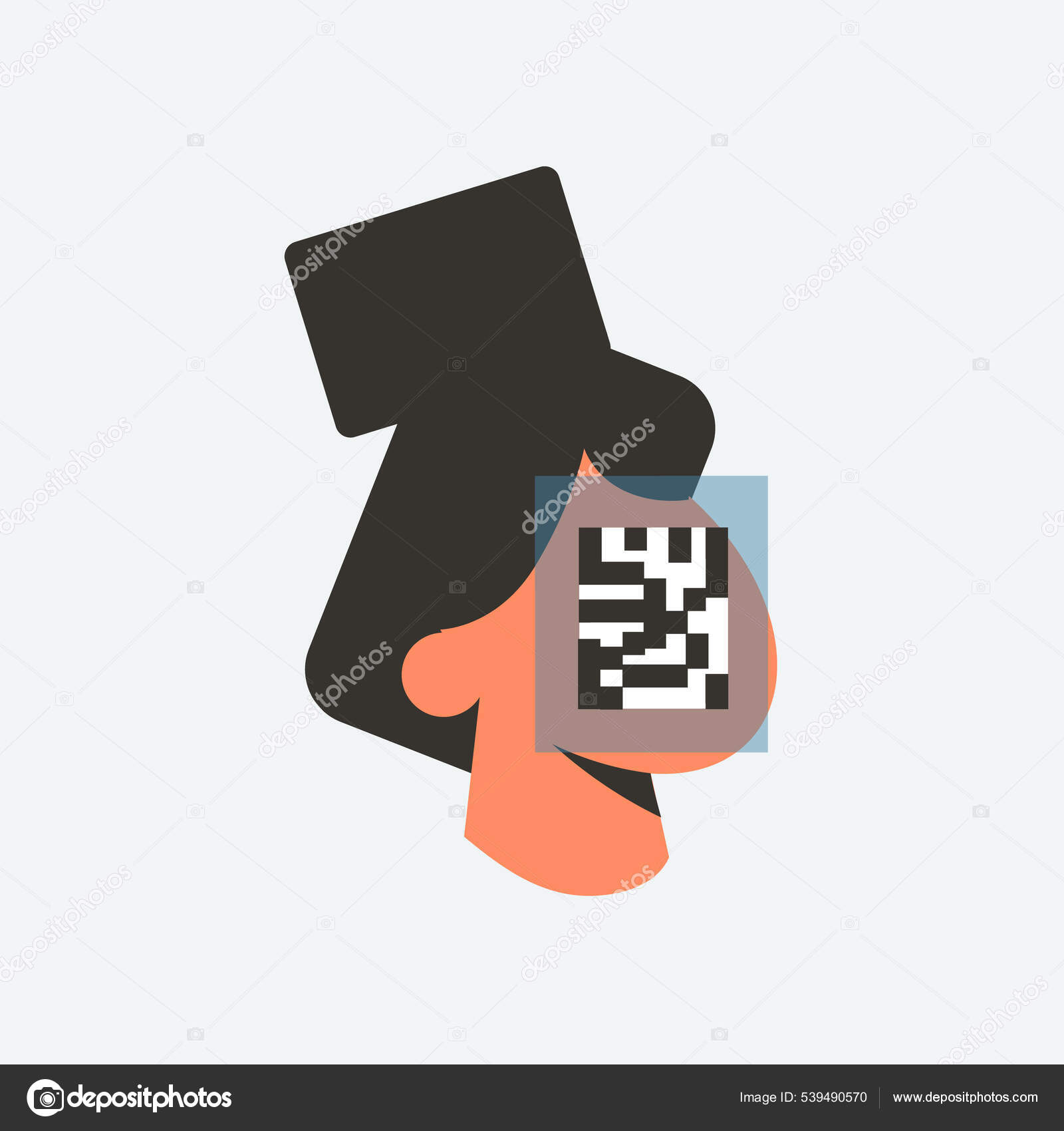 Womans face with QR code of the Covid vaccine or digital vaccination ...