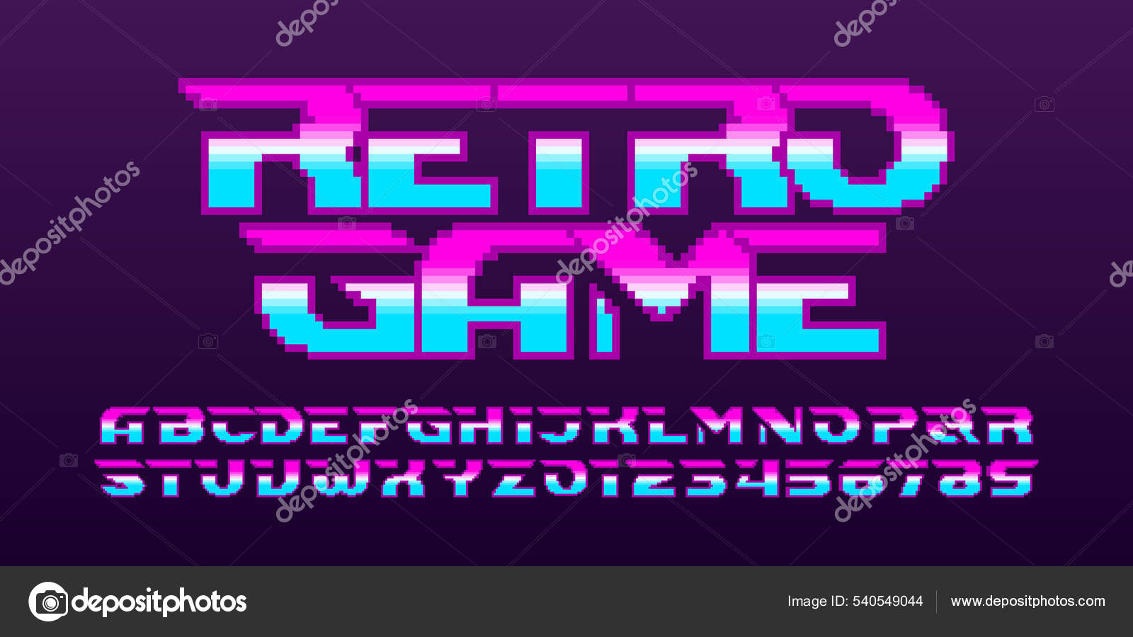 Retro Game Alphabet Font Pixel Letters Numbers 80S Arcade Video Stock ... Retro Game Alphabet Font Pixel Letters Numbers 80S Arcade Video Stock ...