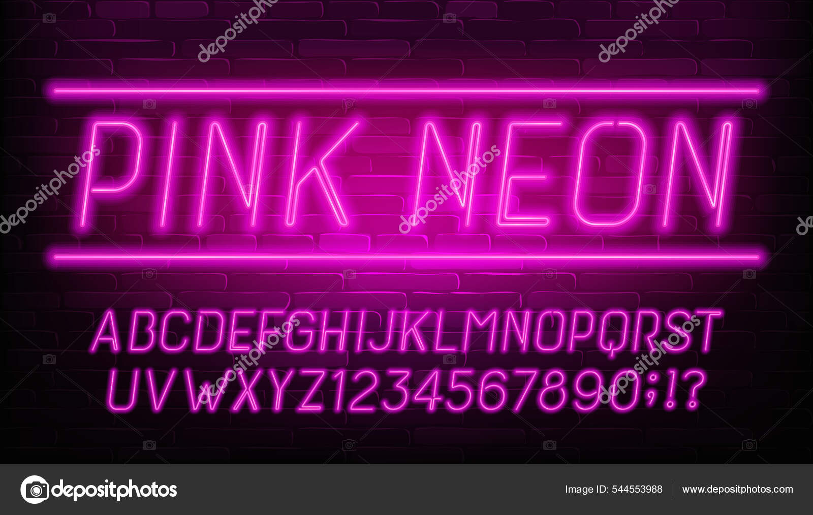 Pink Neon Alphabet Font Neon Light Letters Numbers Symbols Stock Stock ...