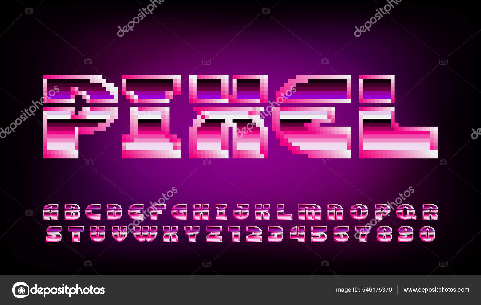 Pixel Alphabet Font Futuristic Digital Letters Numbers 80S Arcade Video ...
