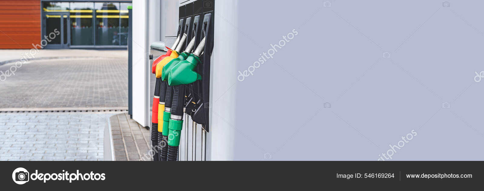 Long Banner Gas Station Petrol Diesel Hoses Backdrop Window — Stock ...