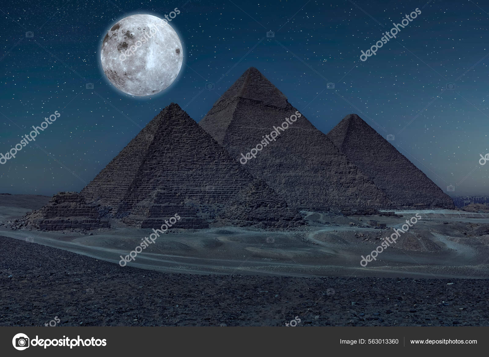 Egyptian Pyramids At Night