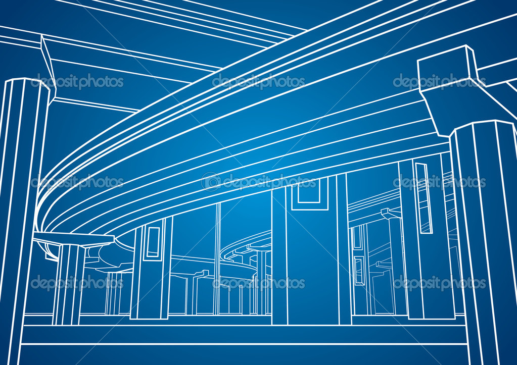 Vector lines overpass, vector bridge, automotive isolation, vector ...