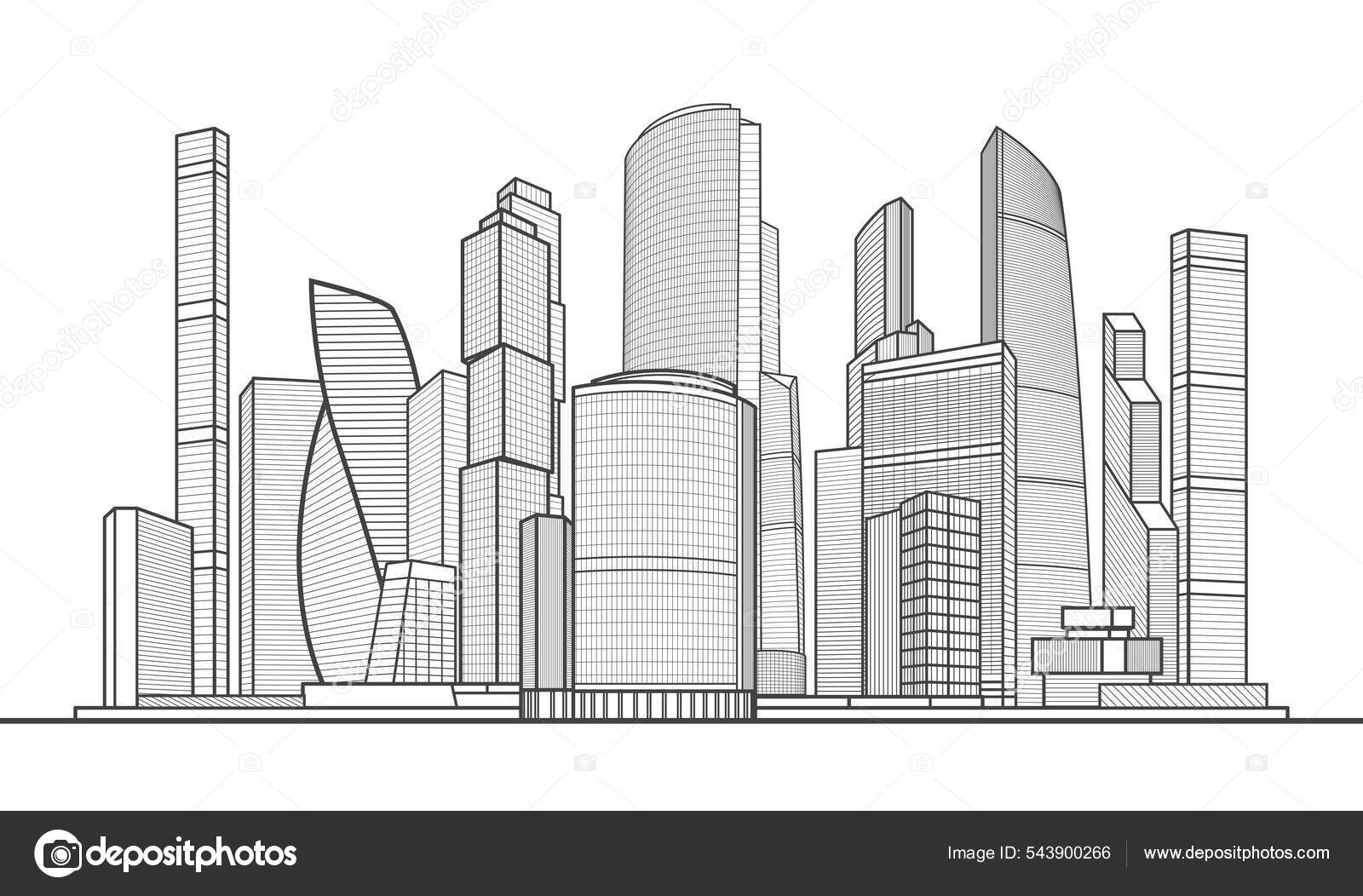 Modern Town Urban City Complex Business Center Infrastructure Outlines ...