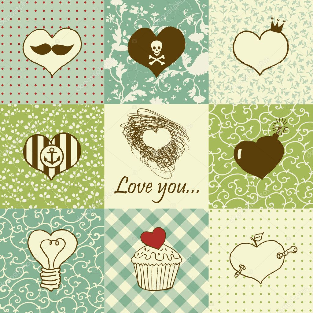Stylish set of nine hearts Stock Vector Image by ©alevtinakarro #21730237