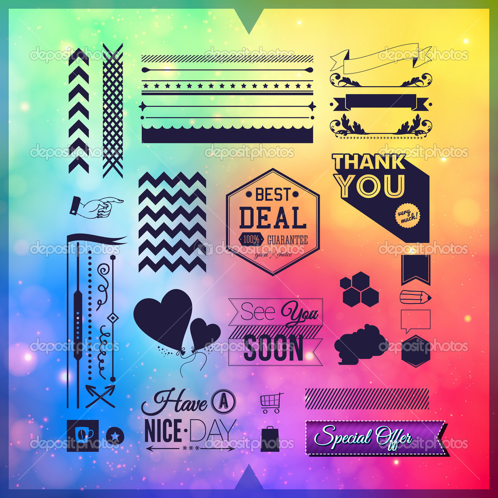 Universelle Symbole, Grenzen und Elemente Stock-Vektorbild von ...