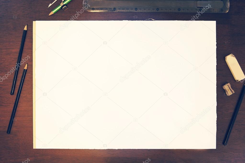 Pencil drawing mock-up — Stock Photo © mikkolem #43141299