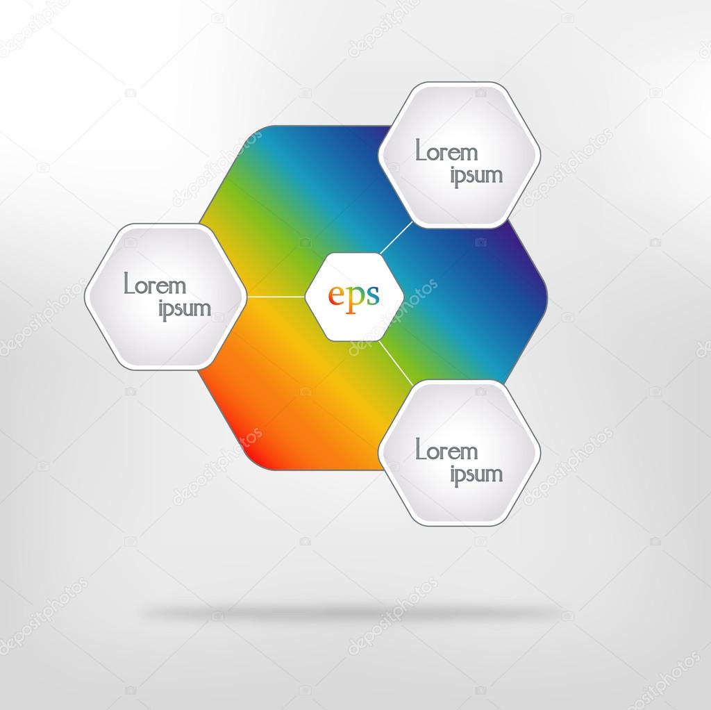 Connected hexagon speech diagram. Colorful presentations with six text ...