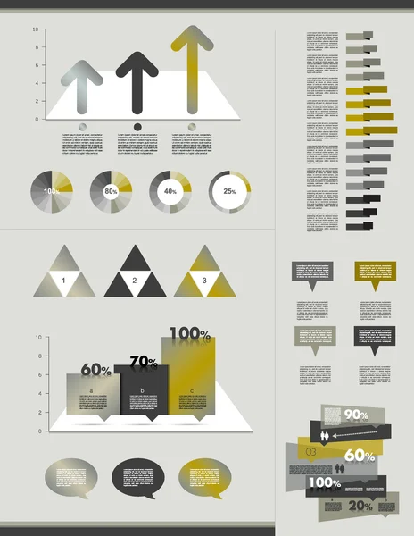 Flat infographic collection of charts, graphs, speech bubbles, schemes ...