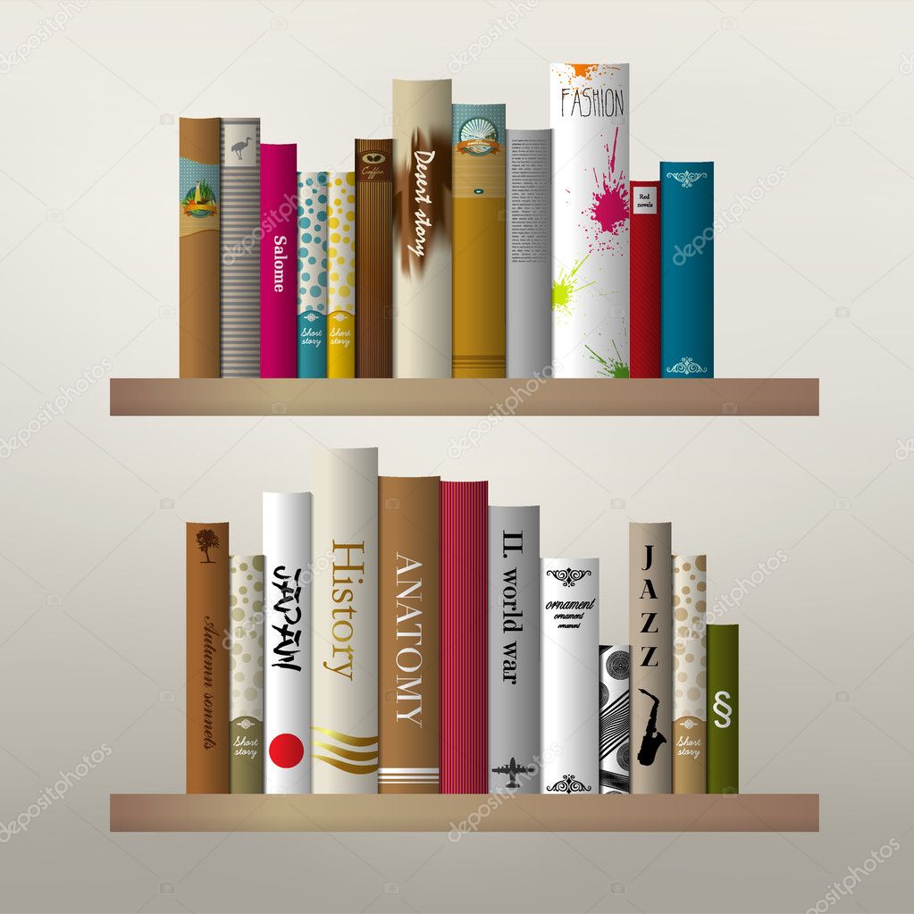 Book shelf illustration — Stock Vector © Kubko #31551815