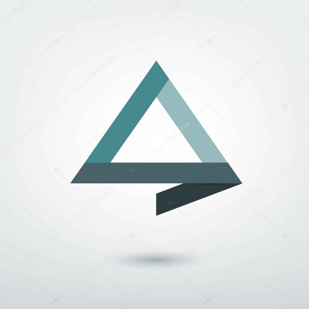 Modern 3 D stylized icon. Triangle shape. Vector sign. — Vettoriali ...