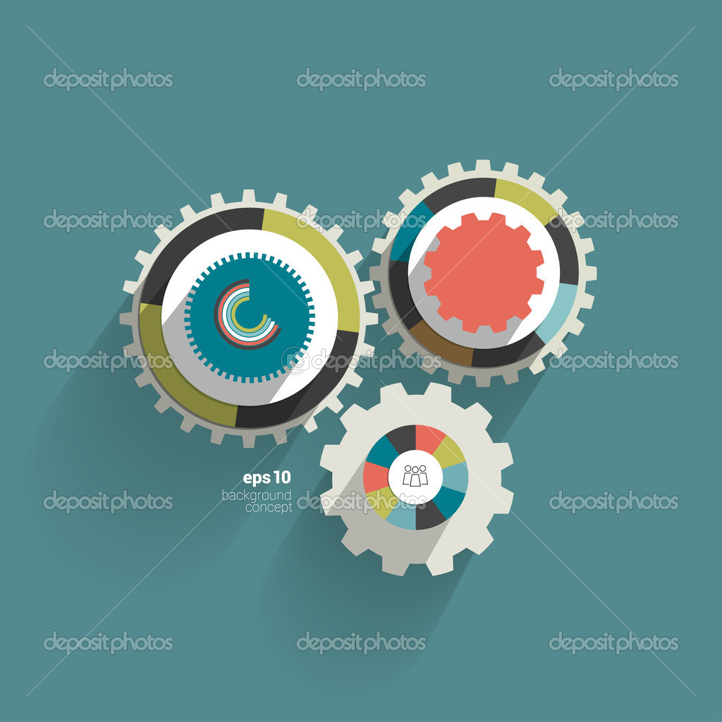 Diagrama plano de círculo de rueda dentada para infog raphic. Plantilla ...