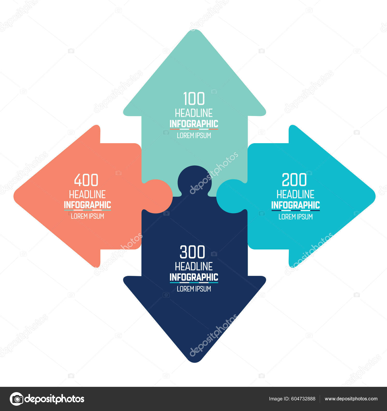 Four Arrows Puzzle Infographic Chart Scheme Diagram Stock Vector by ...