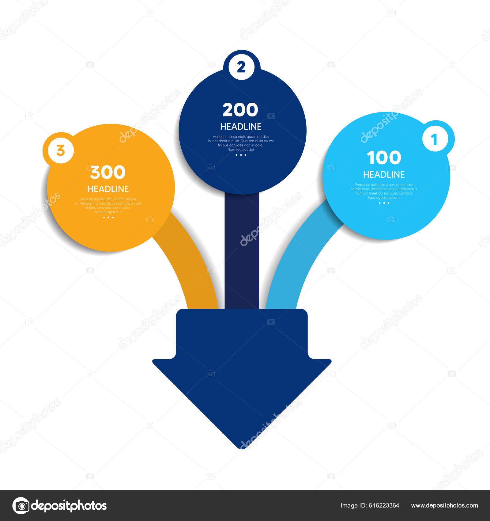 Three Arrows Merging One Point Infographics Chart Scheme Stock Vector ...
