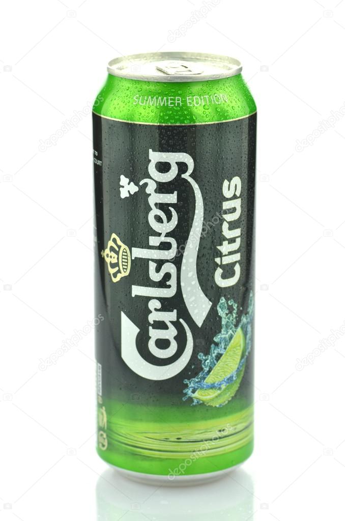 Carlsberg citrus beer isolated on white background – Stock Editorial ...