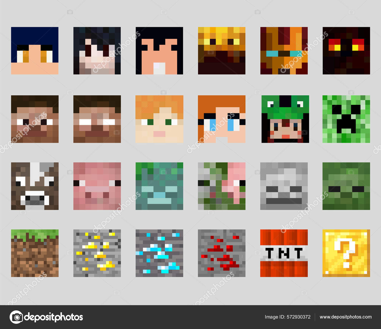 Large Set Colored Pixel Masks Isolated White Background Bit Skins Stock ...