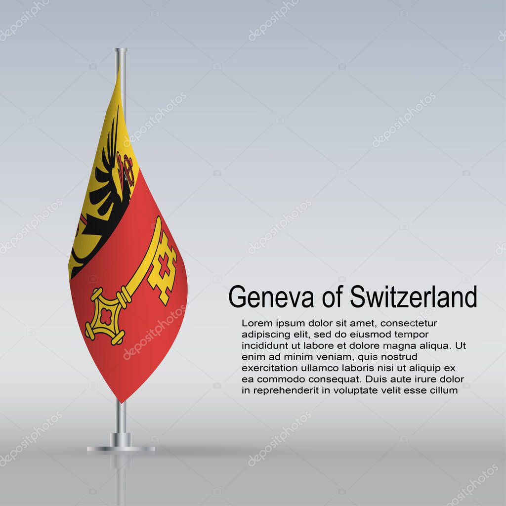 Bandera de Ginebra de Suiza colgada en un asta de la bandera se levanta ...