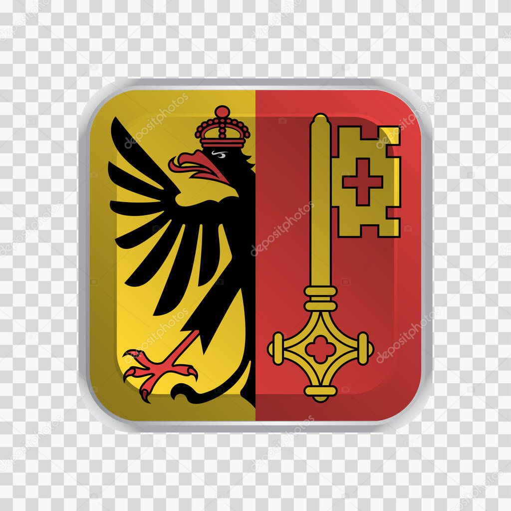 Bandera de Ginebra de Suiza en el botón cuadrado sobre el elemento de ...