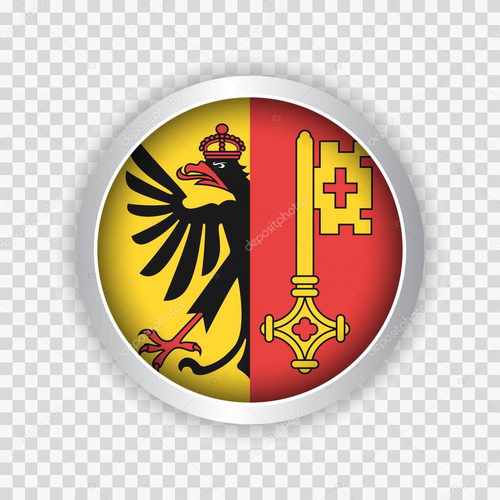 Bandera de Ginebra de Suiza en el botón redondo sobre el elemento de ...