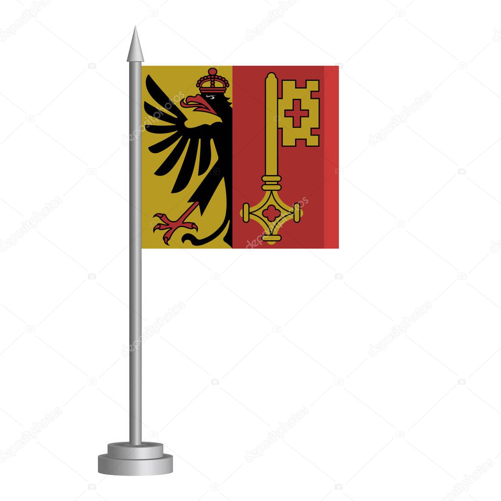 La bandera de Ginebra de Suiza ondeando sobre un asta de la bandera est ...
