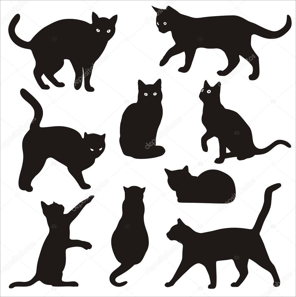 Silhouettes of cats — Stock Vector © erinvilar #23761455