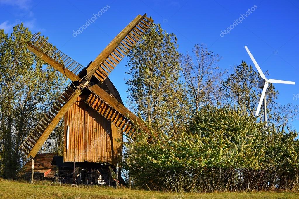 A historic windmill and a wind turbine Stock Photo by ©heiko119 22472843